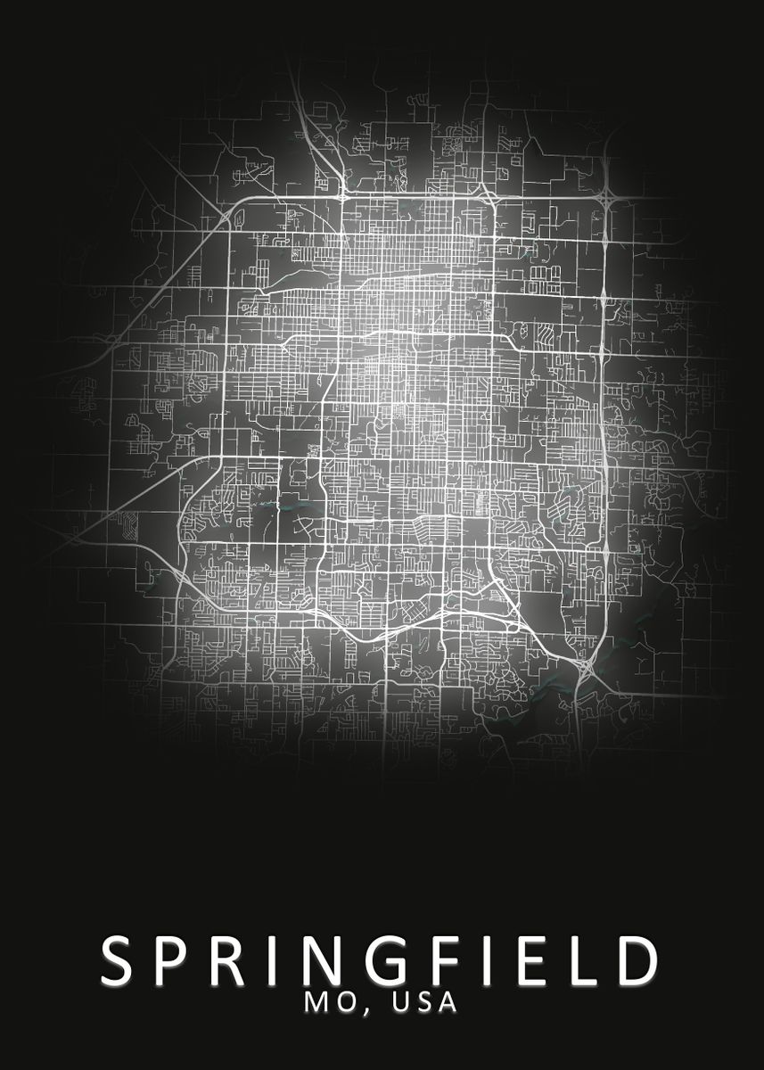 'Springfield USA City Map' Poster, picture, metal print, paint by City ...