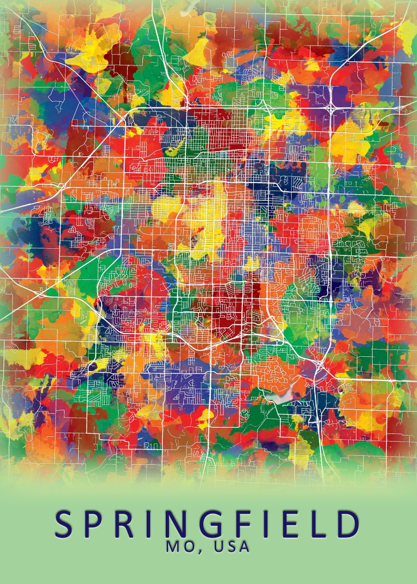 'Springfield USA City Map' Poster, picture, metal print, paint by City ...