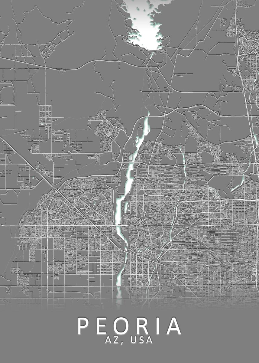 'Peoria AZ USA City Map' Poster, picture, metal print, paint by City ...