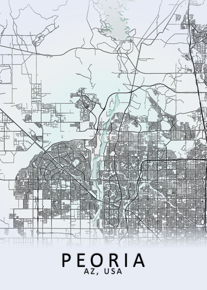 'Peoria AZ USA City Map' Poster, picture, metal print, paint by City ...
