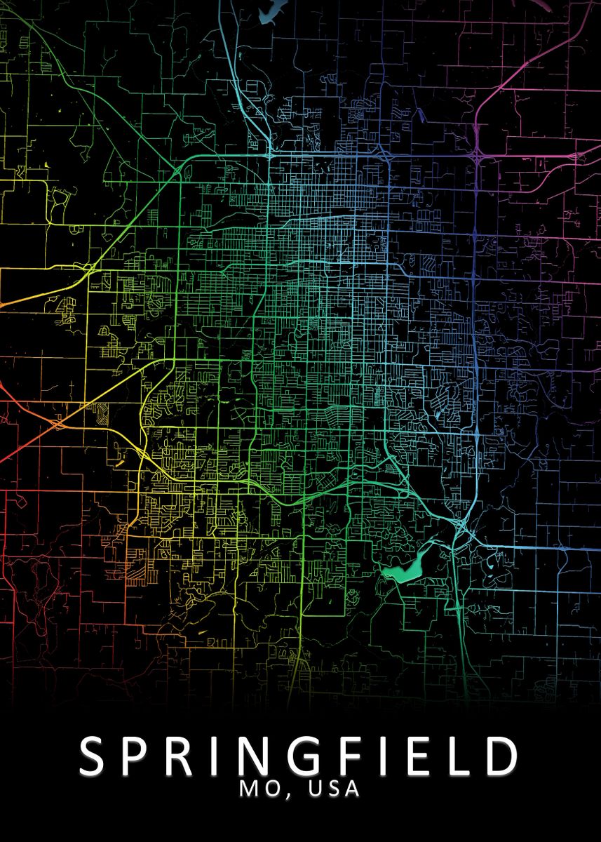 'Springfield USA City Map' Poster, picture, metal print, paint by City ...