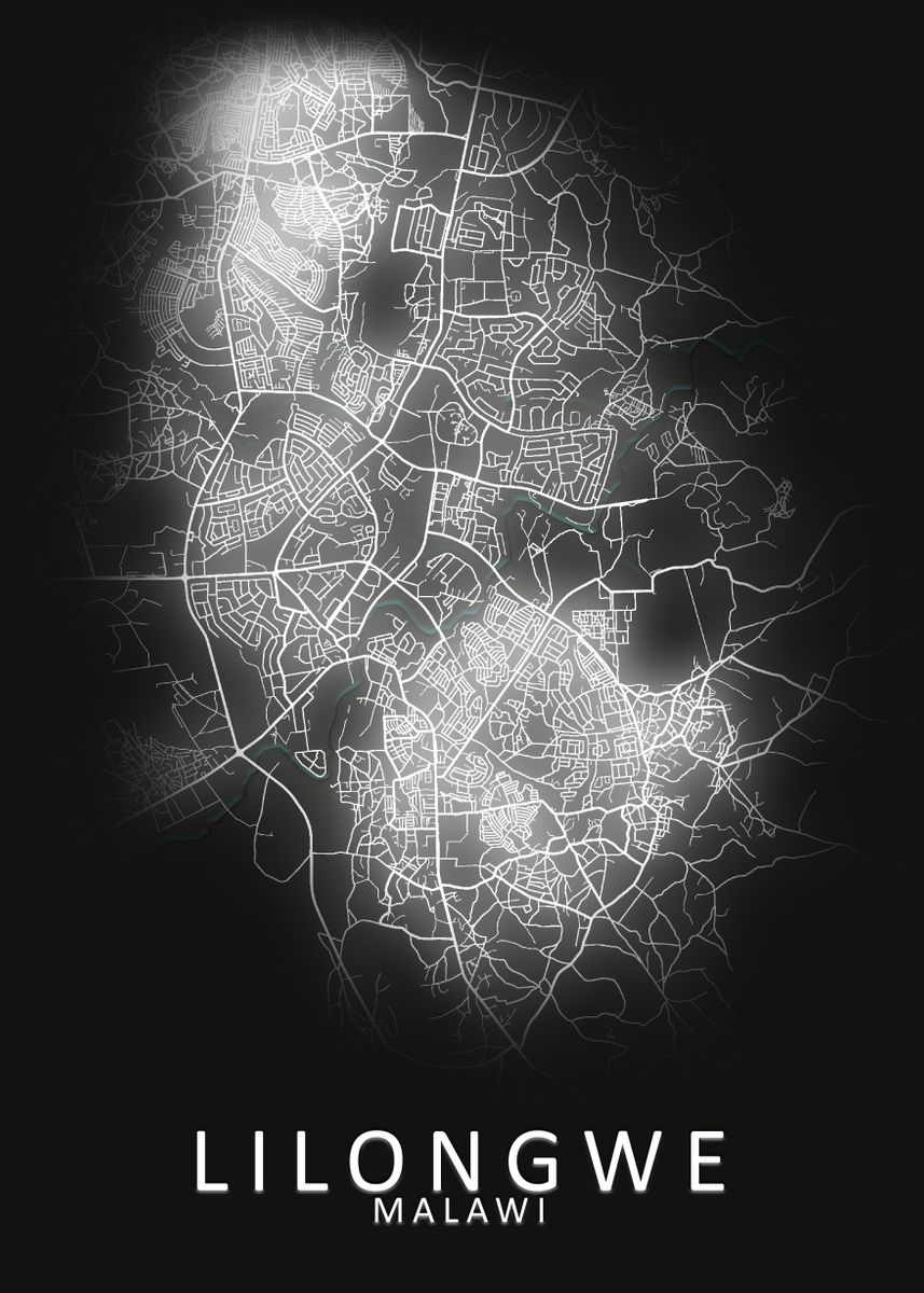 'Lilongwe Malawi City Map' Poster by City Map Art Prints | Displate