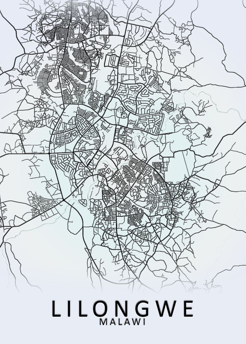 'Lilongwe Malawi City Map' Poster, picture, metal print, paint by City ...