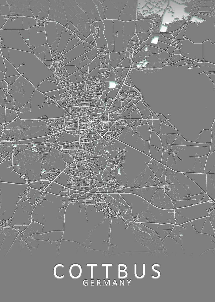 'Cottbus Germany City Map' Poster, picture, metal print, paint by City ...