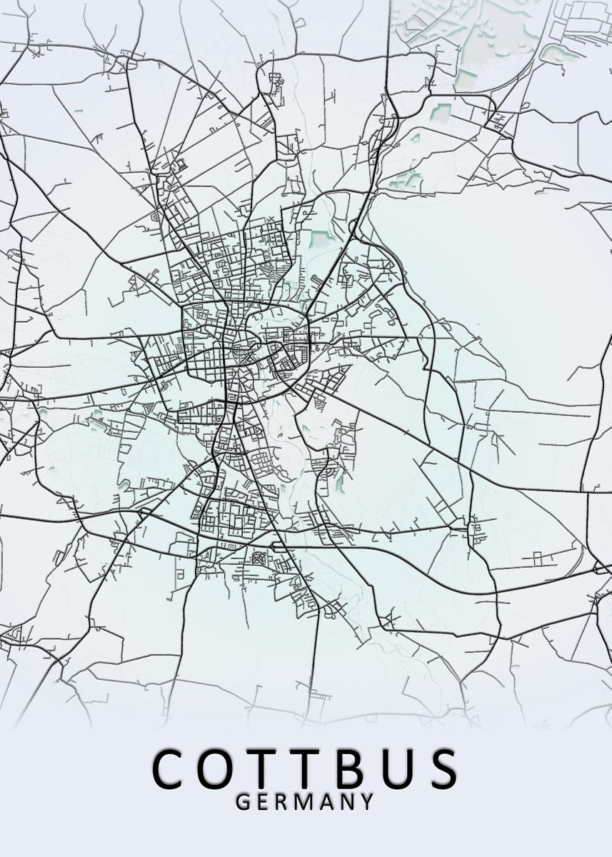 'Cottbus Germany City Map' Poster, picture, metal print, paint by City ...