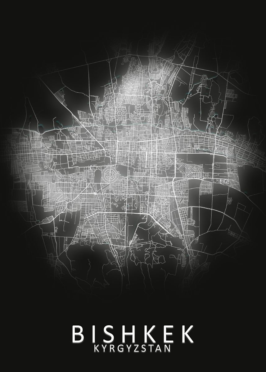 'Bishkek Kyrgyzstan Map' Poster by City Map Art Prints | Displate