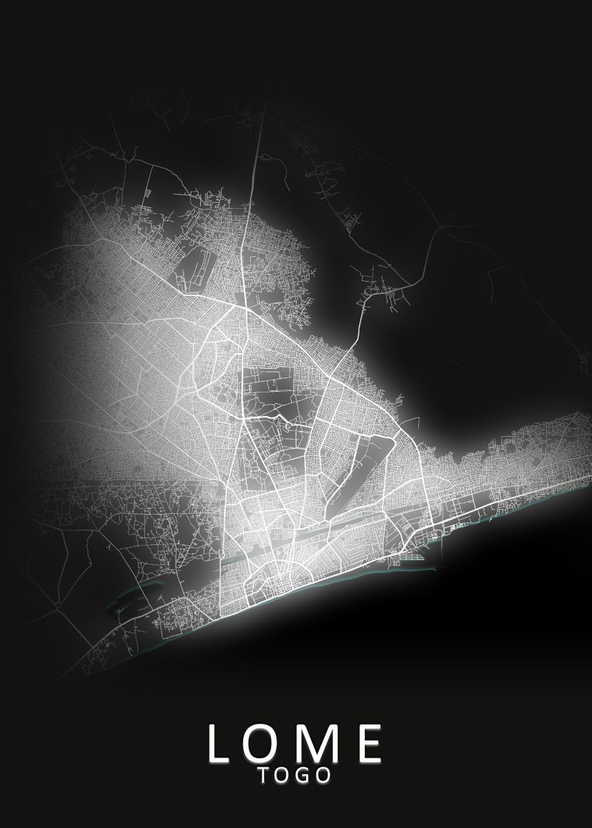'Lome Togo City Map' Poster, picture, metal print, paint by City Map ...