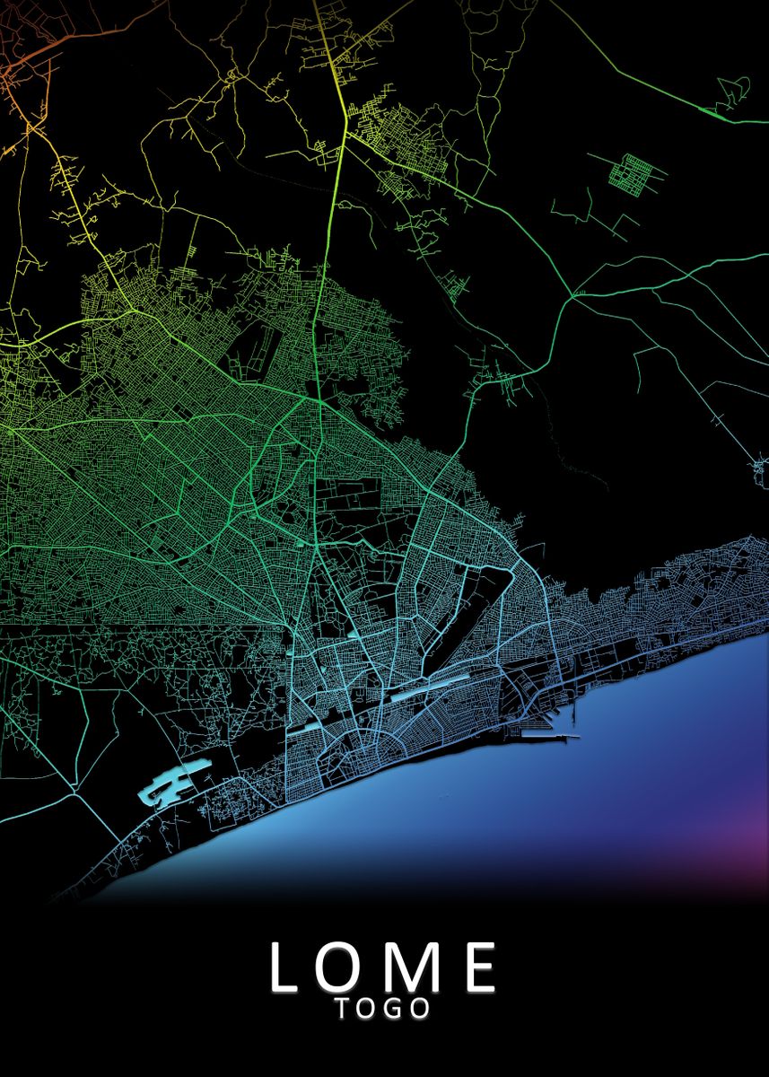 'Lome Togo City Map' Poster, picture, metal print, paint by City Map ...
