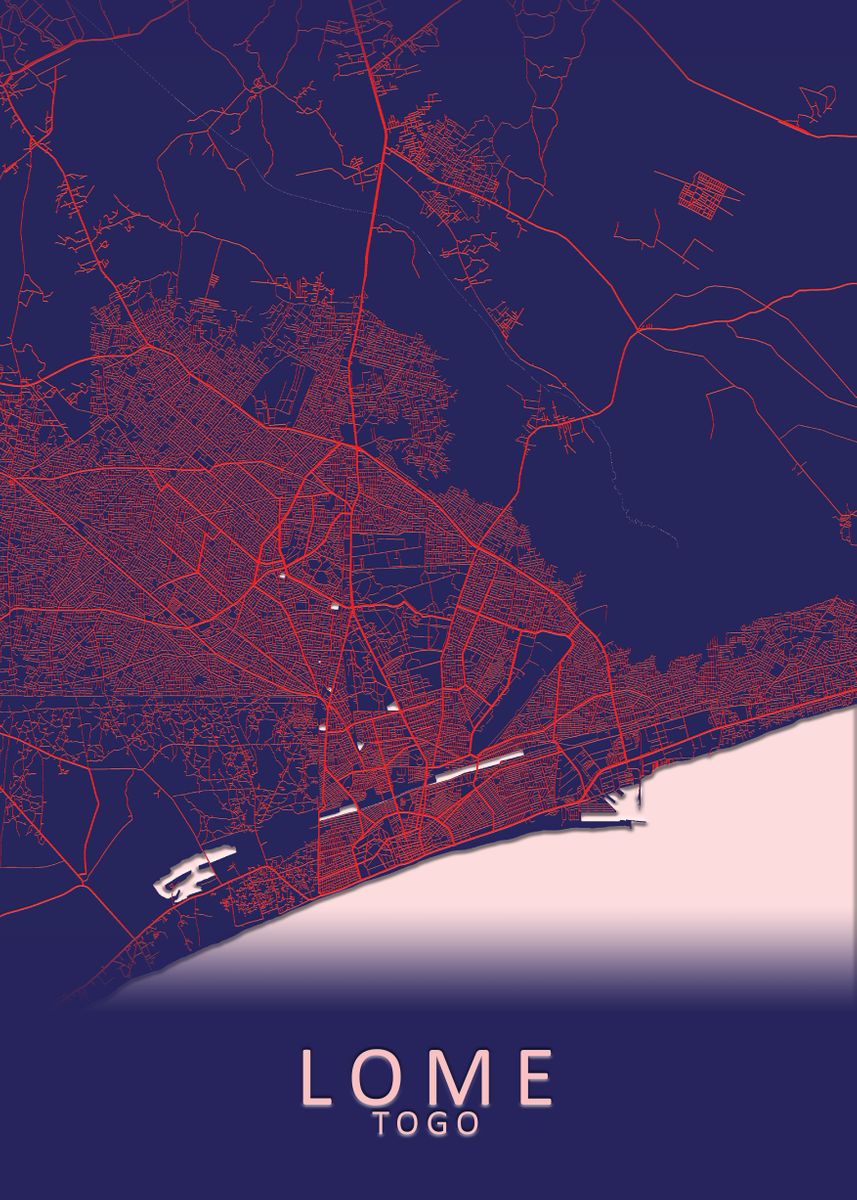 'Lome Togo City Map' Poster, picture, metal print, paint by City Map ...