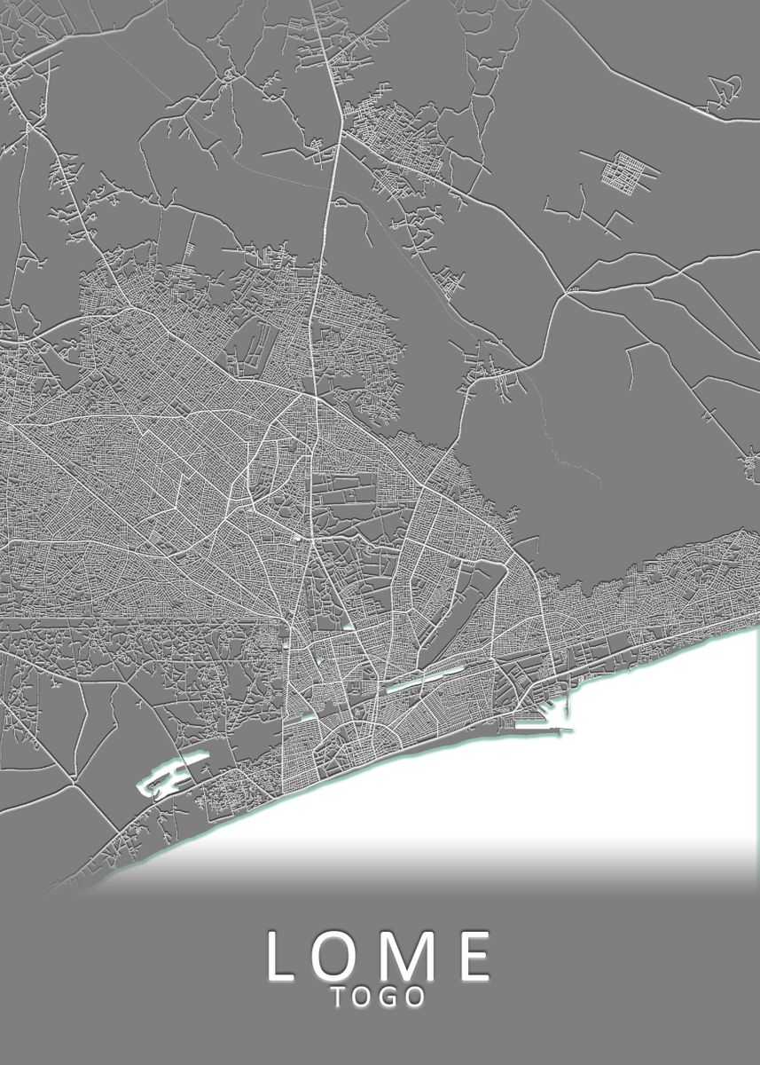 'Lome Togo City Map' Poster, picture, metal print, paint by City Map ...