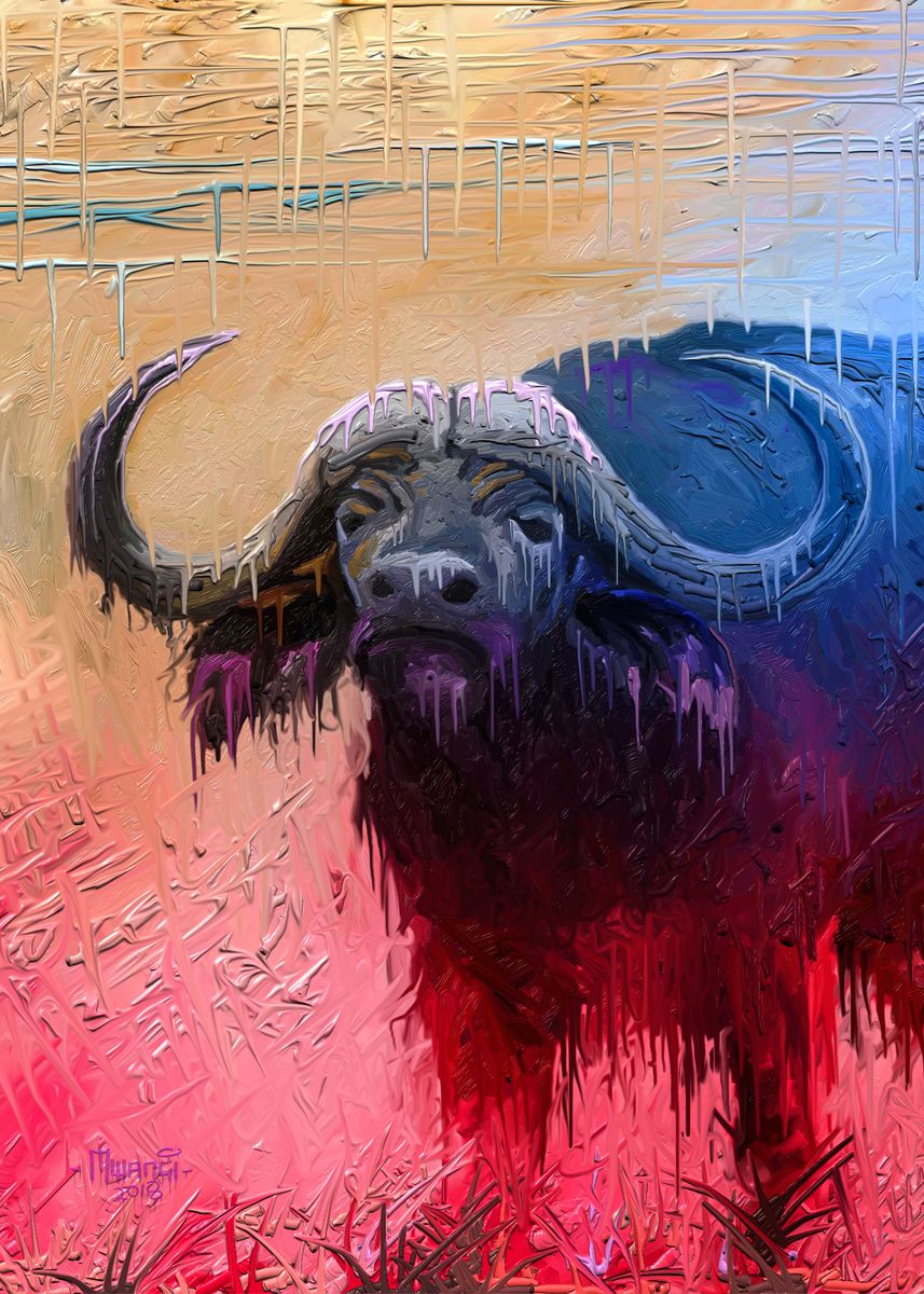 'Dripping Buffalo' Poster, picture, metal print, paint by Anthony ...