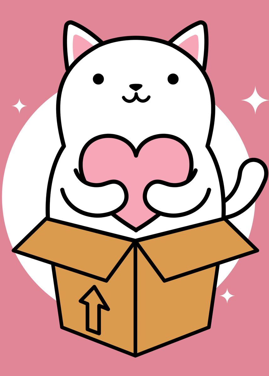 'Cute Cat in a Box' Poster, picture, metal print, paint by DanArt ...