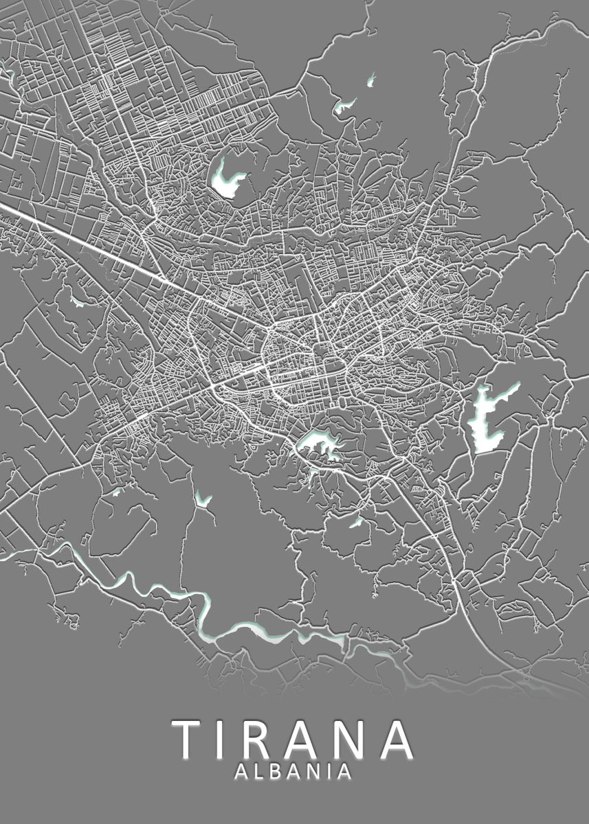 'Tirana Albania City Map' Poster, picture, metal print, paint by City ...
