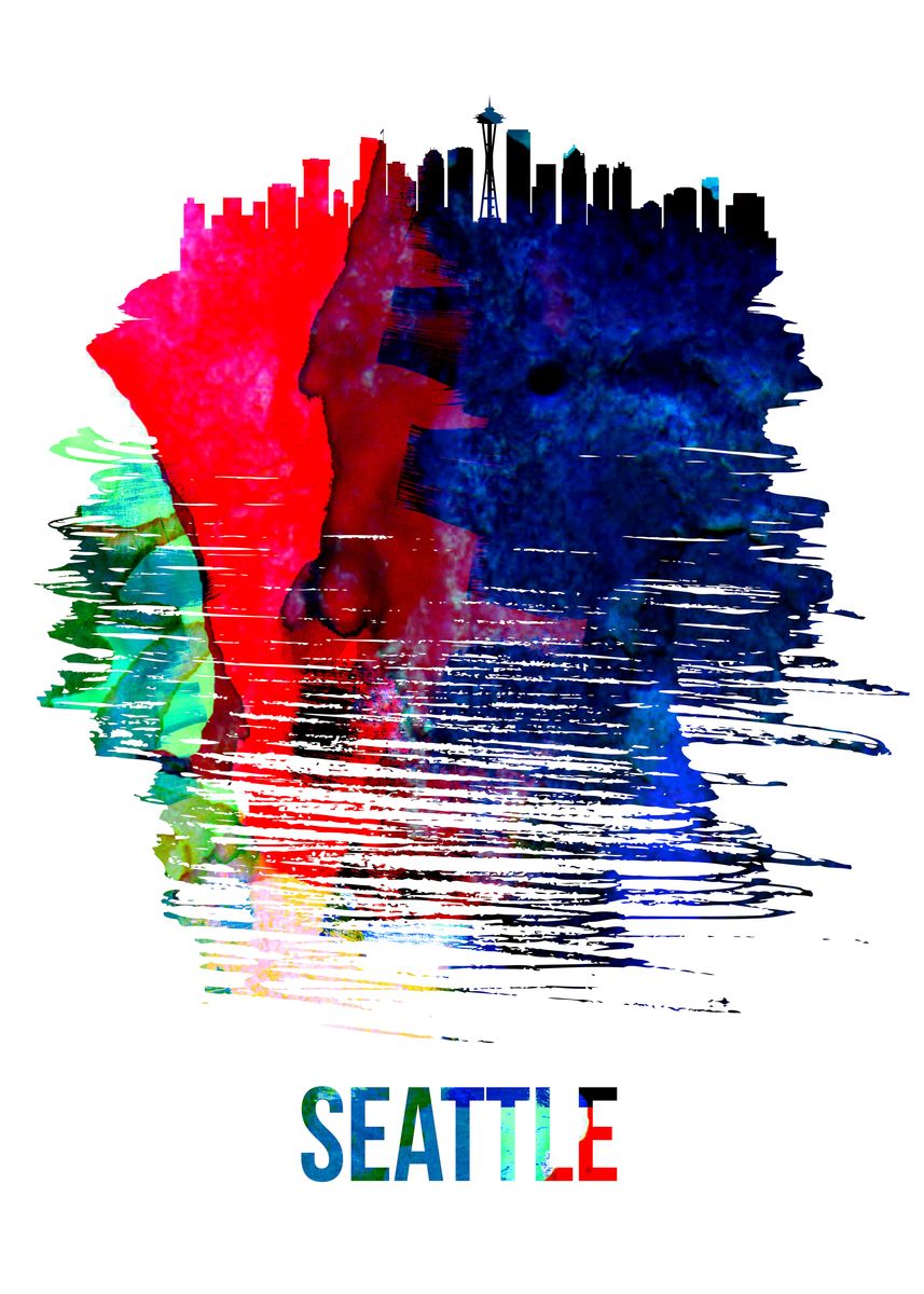 'Seattle Skyline Watercolor' Poster by Art Everywhere | Displate