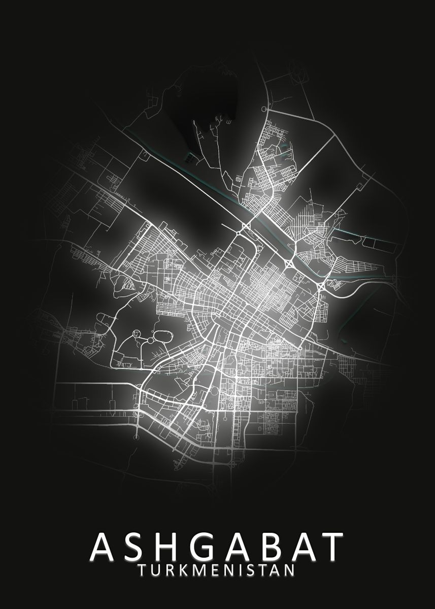 'Ashgabat Turkmenistan Map' Poster, picture, metal print, paint by City ...