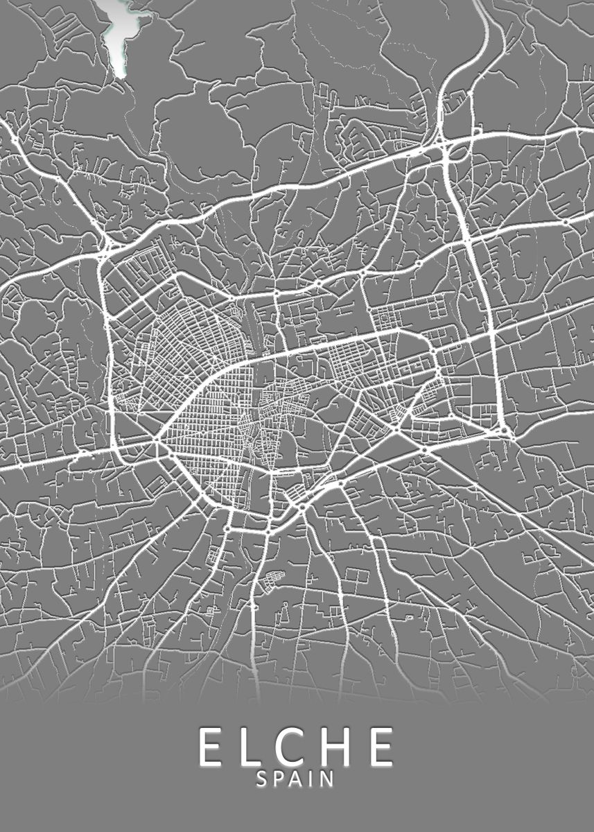 'Elche Spain City Map' Poster, picture, metal print, paint by City Map ...