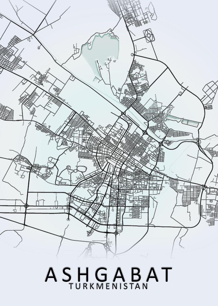 'Ashgabat Turkmenistan Map' Poster, picture, metal print, paint by City ...