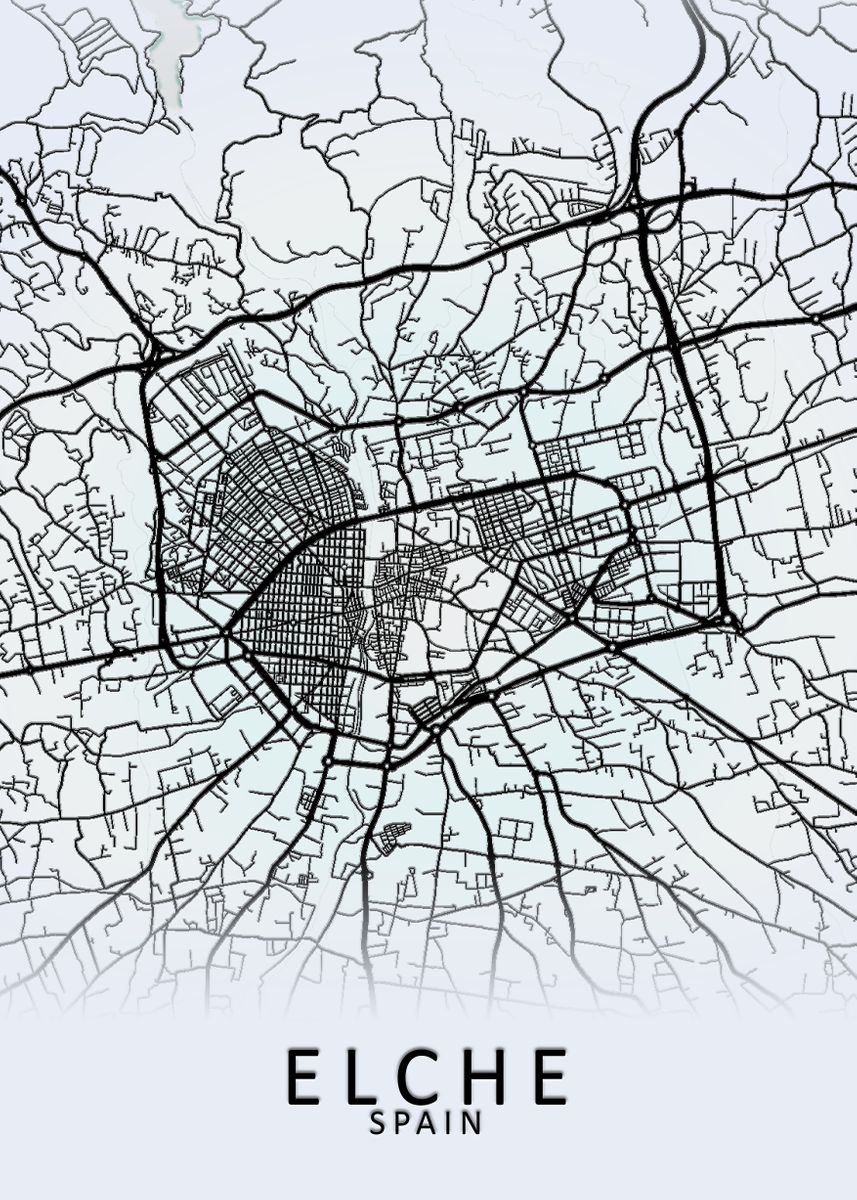 'Elche Spain City Map' Poster, picture, metal print, paint by City Map ...