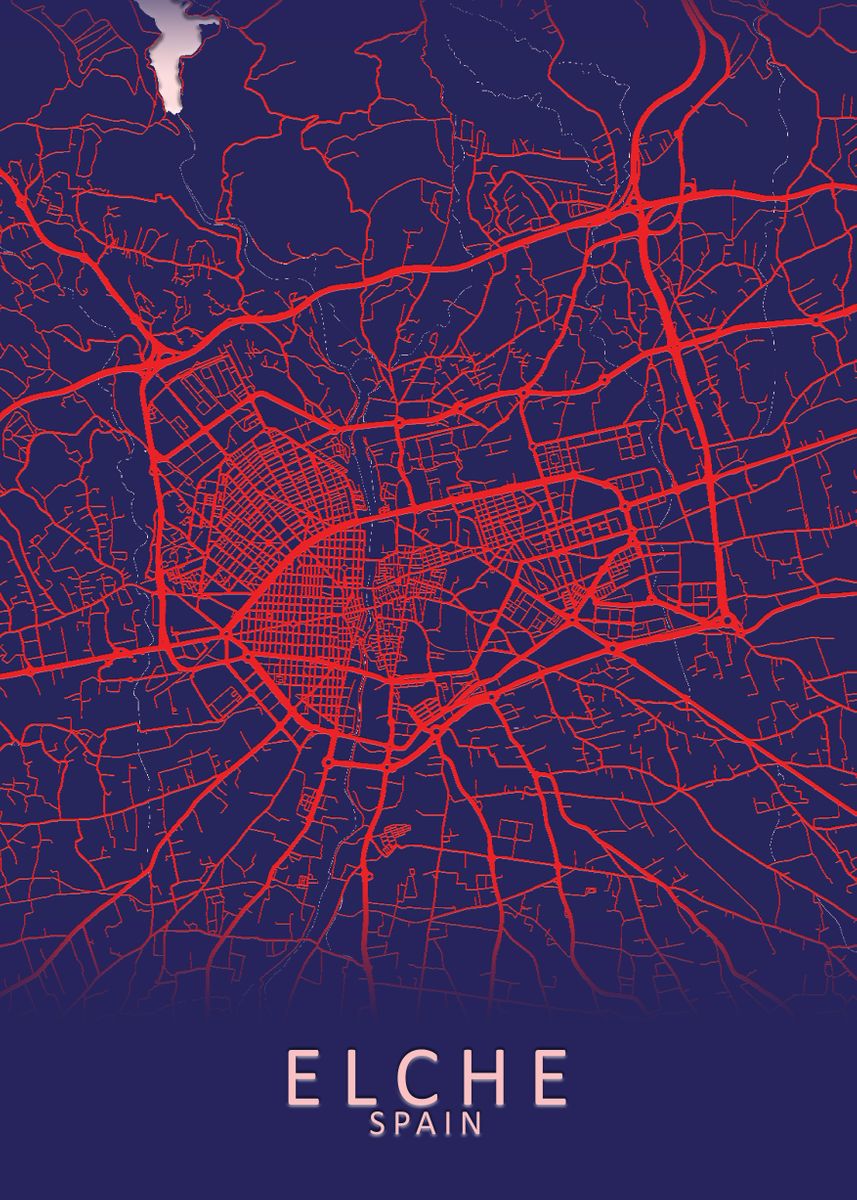 'Elche Spain City Map' Poster, picture, metal print, paint by City Map ...