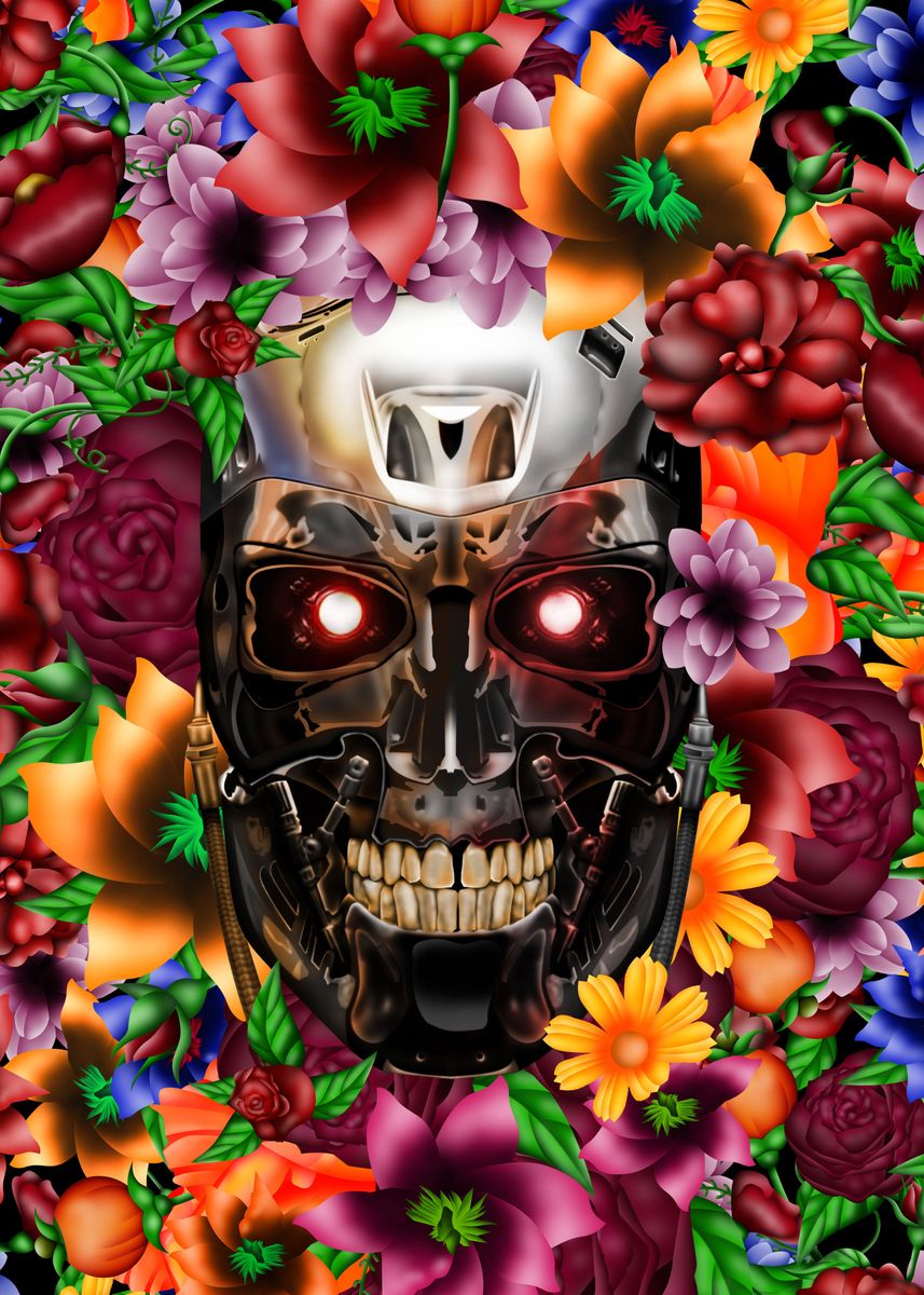 'Skull Head Robot' Poster, picture, metal print, paint by Lugu ...