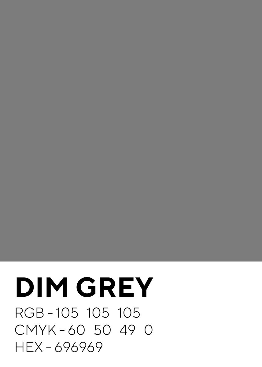 'Dim Grey Color' Poster, picture, metal print, paint by Fakun | Displate