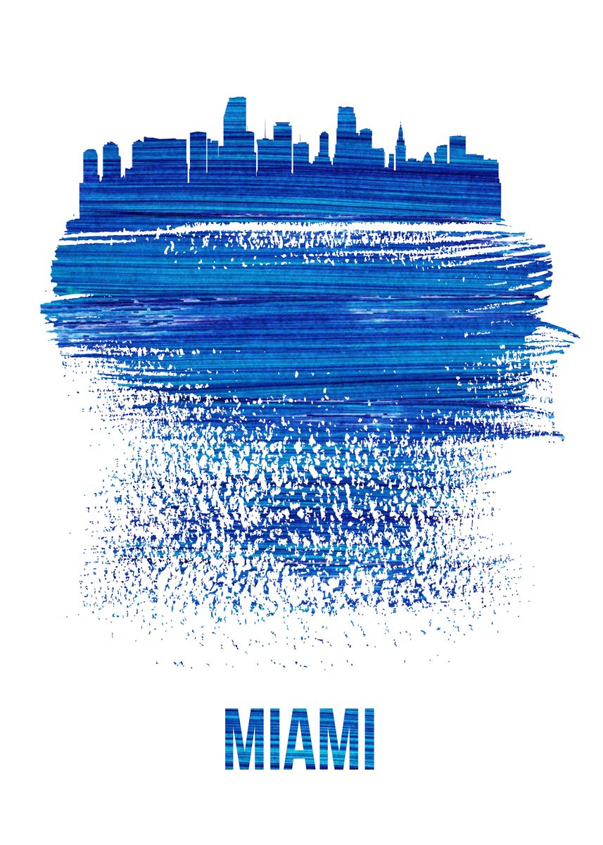 'Miami Skyline' Poster, picture, metal print, paint by Art Everywhere ...