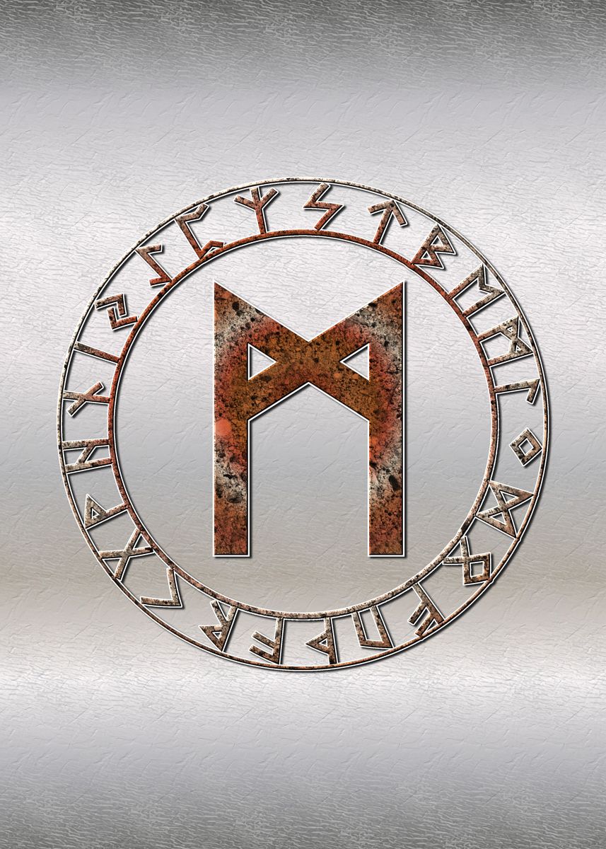 'Mannaz' Poster, picture, metal print, paint by Robert Felan | Displate