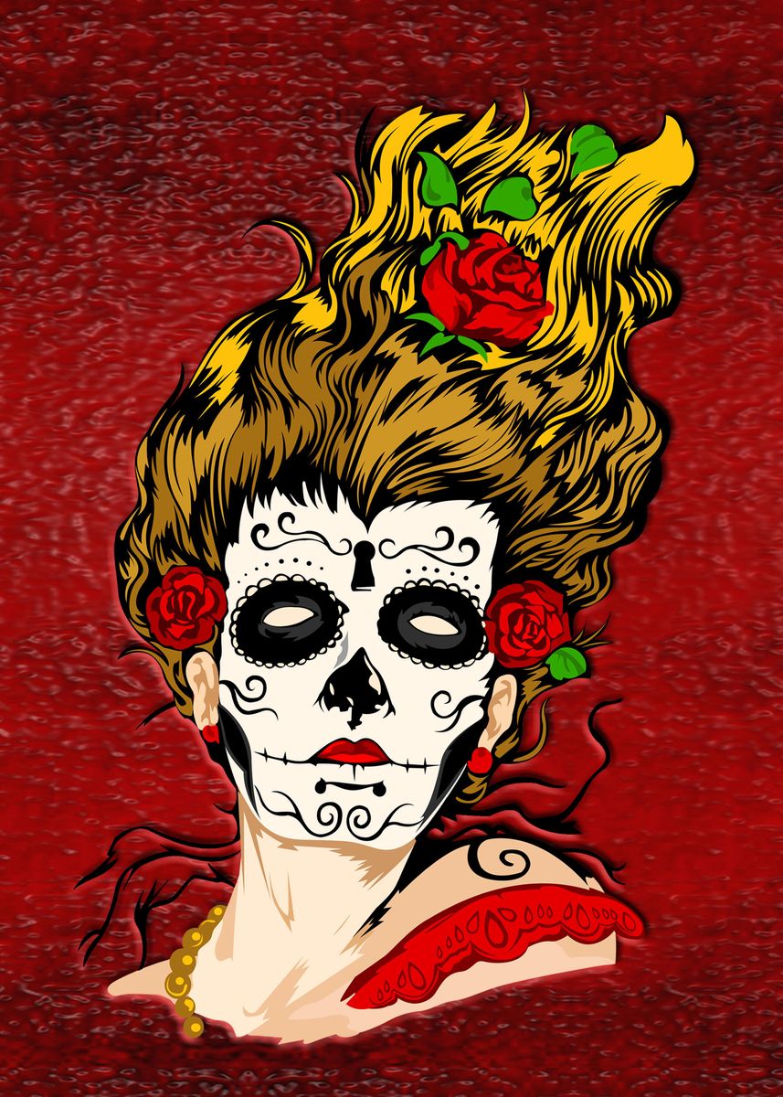 'Skull Face Painting' Poster, picture, metal print, paint by Lugu ...