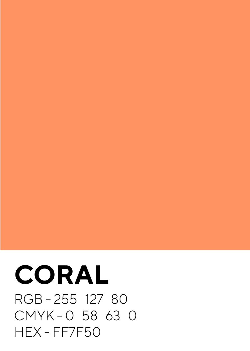 'Coral Color' Poster, picture, metal print, paint by Fakun | Displate