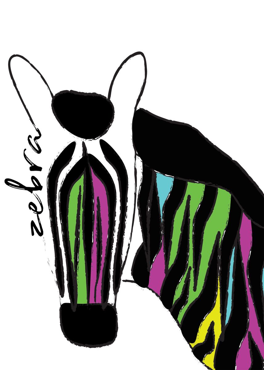 'Disco Zebra' Poster, picture, metal print, paint by Oh My Word ...