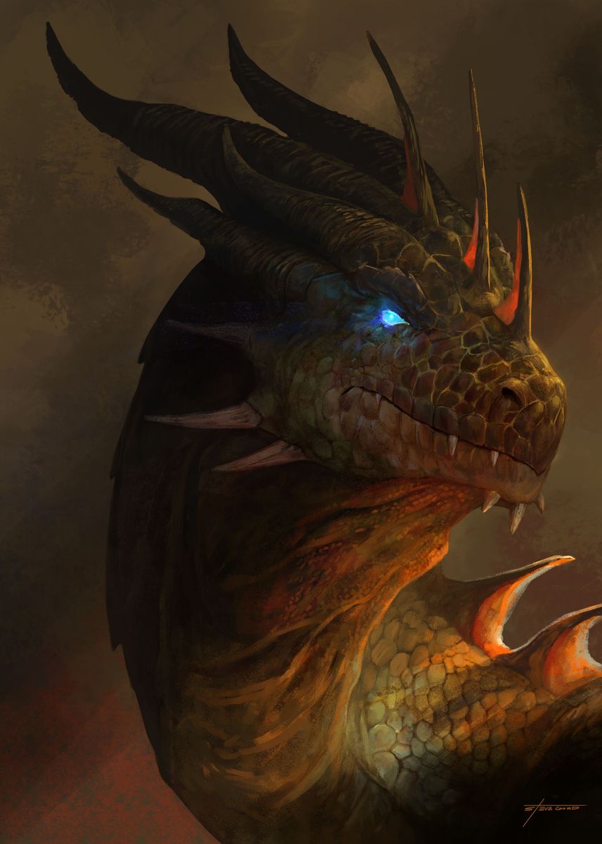 'Dragon Portrait' Poster, picture, metal print, paint by Steve Goad ...