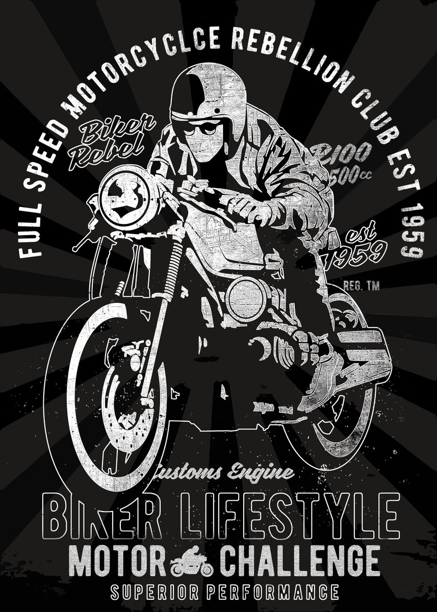 'Motorcycle Free Rider ' Poster, picture, metal print, paint by М Dam ...