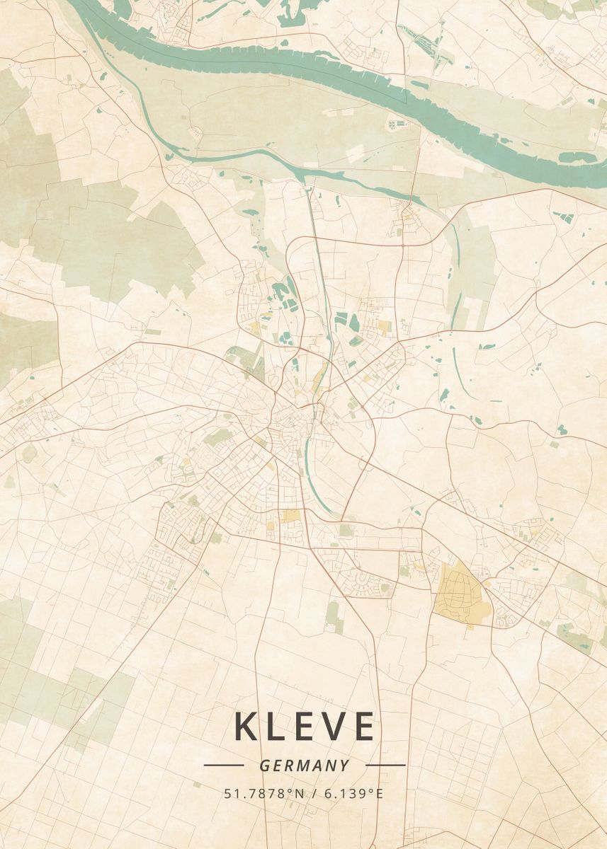 'Kleve Germany' Poster, picture, metal print, paint by Designer Map Art ...