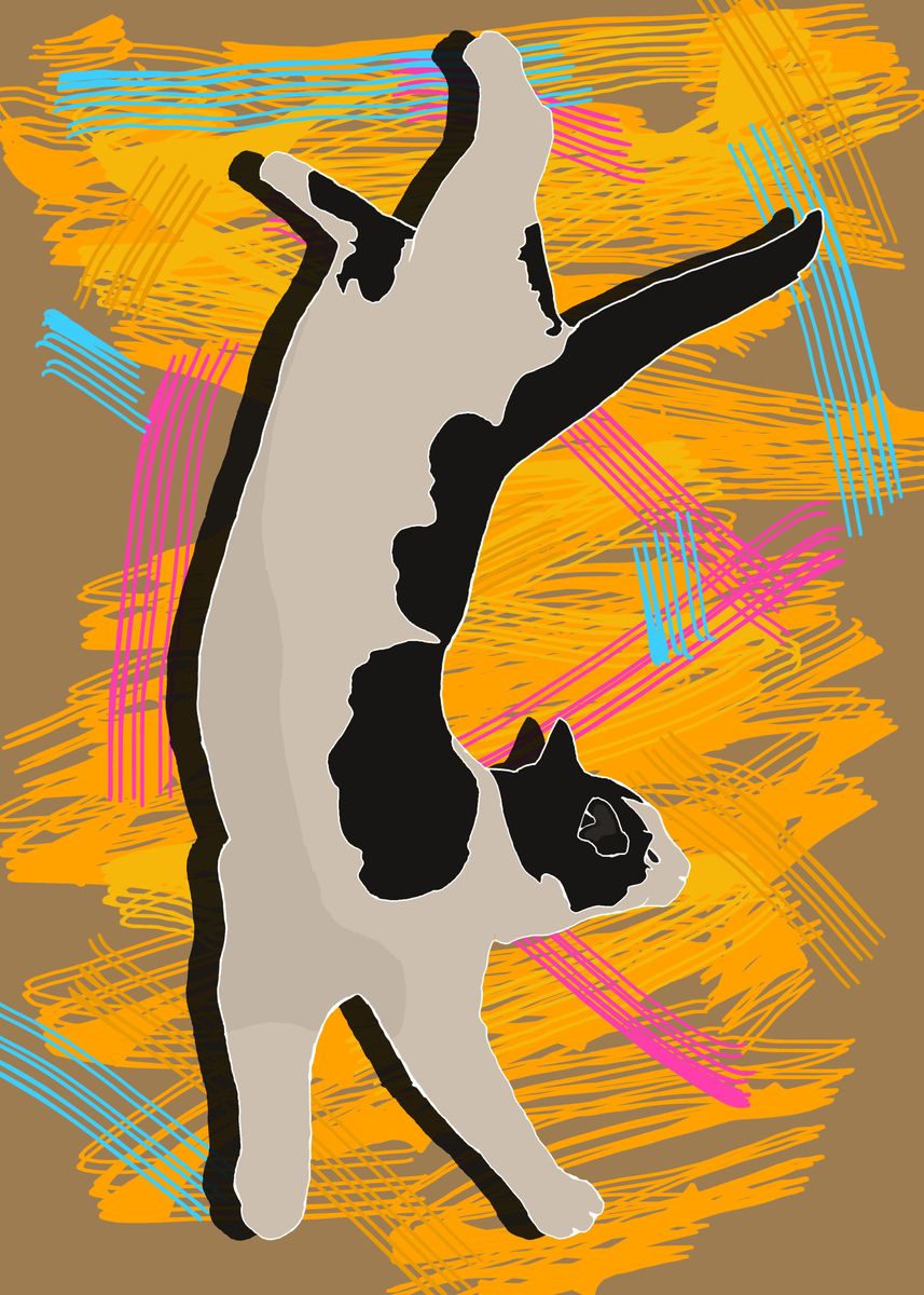'Lying cat 1' Poster, picture, metal print, paint by Andrew Strojan ...