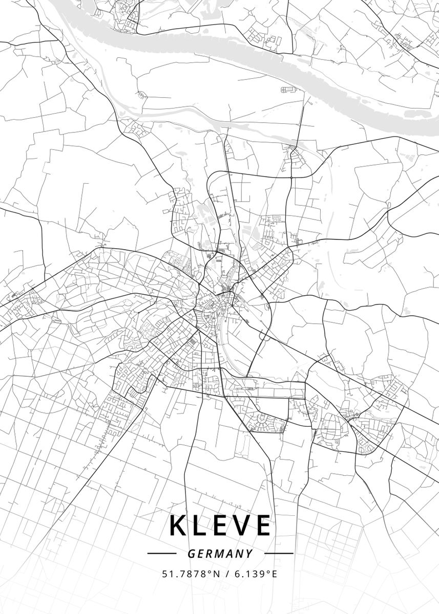 'Kleve Germany' Poster, picture, metal print, paint by Designer Map Art ...