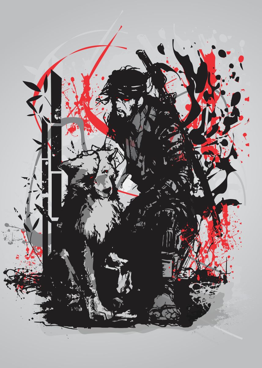 'warrior and dog' Poster, picture, metal print, paint by M irfan | Displate