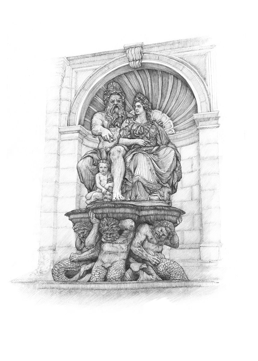 'Neptune fountain at Vienna' Poster, picture, metal print, paint by ...