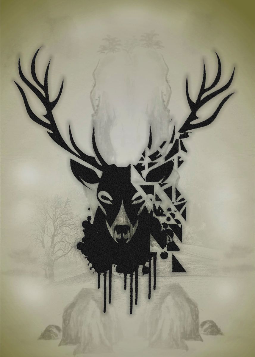 'Broken deer' Poster, picture, metal print, paint by M irfan | Displate