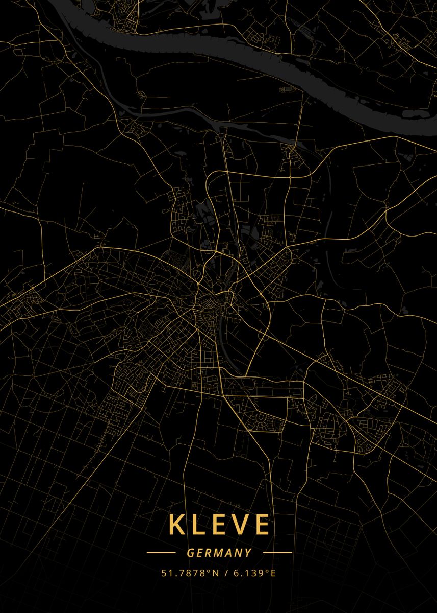'Kleve Germany' Poster, picture, metal print, paint by Designer Map Art ...