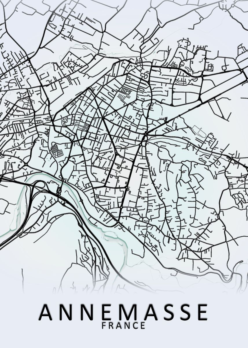 'Annemasse France City Map' Poster, picture, metal print, paint by City ...