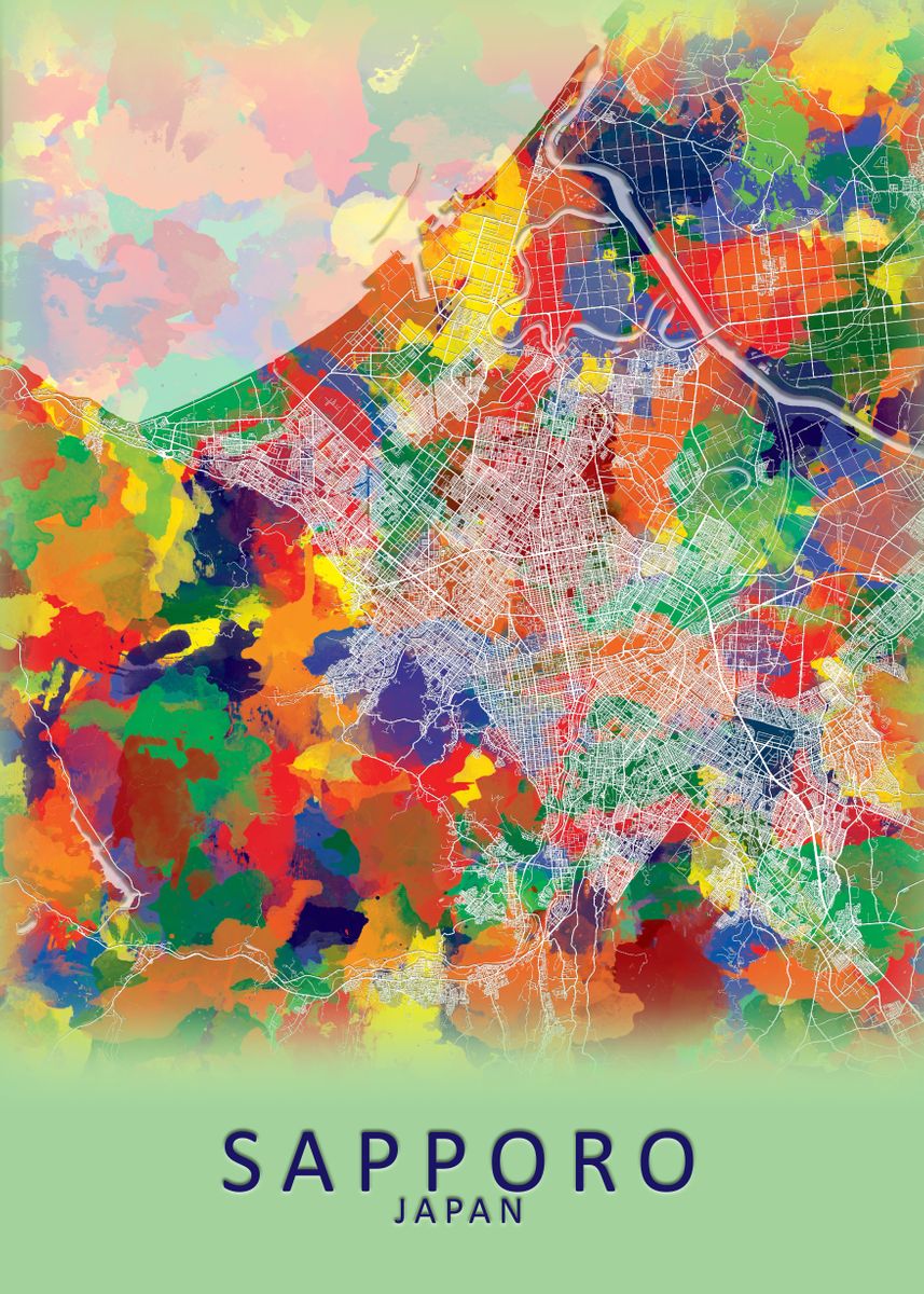'Sapporo Japan City Map' Poster by City Map Art Prints | Displate