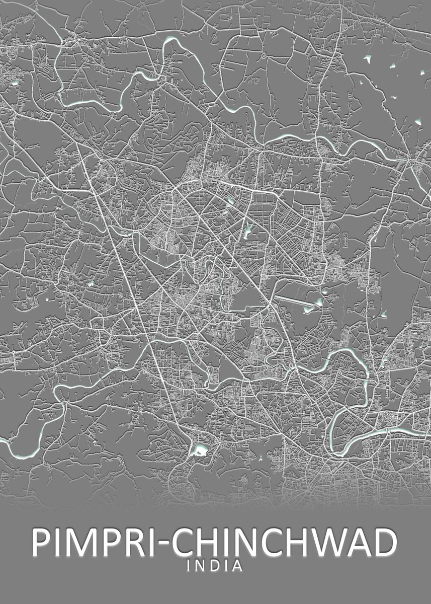 'Pimpri Chinchwad India Map' Poster, picture, metal print, paint by ...