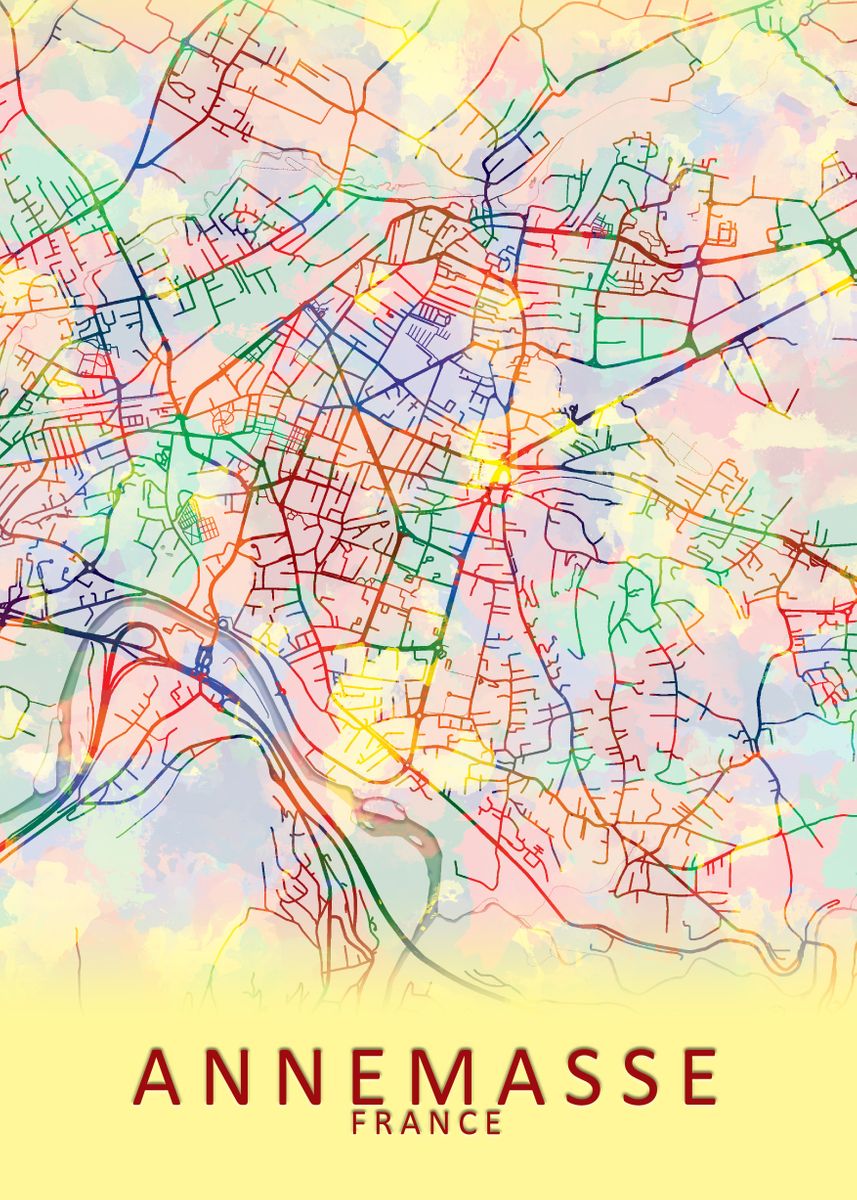 'Annemasse France City Map' Poster, picture, metal print, paint by City ...