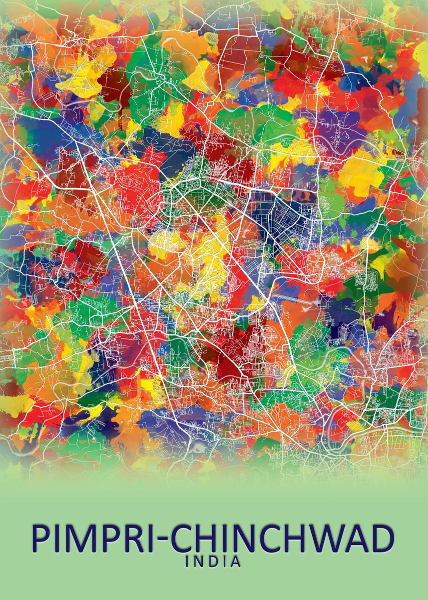 'Pimpri Chinchwad India Map' Poster, picture, metal print, paint by ...