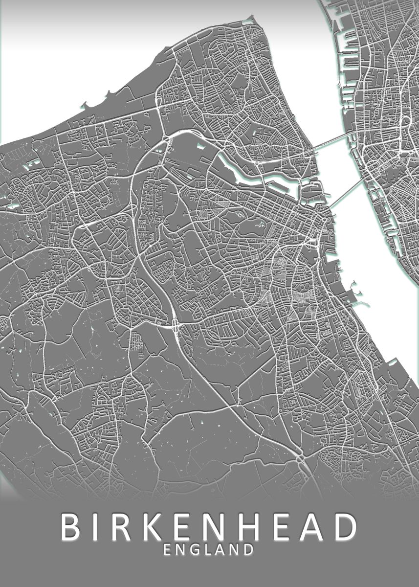 'Birkenhead England Map' Poster, picture, metal print, paint by City ...