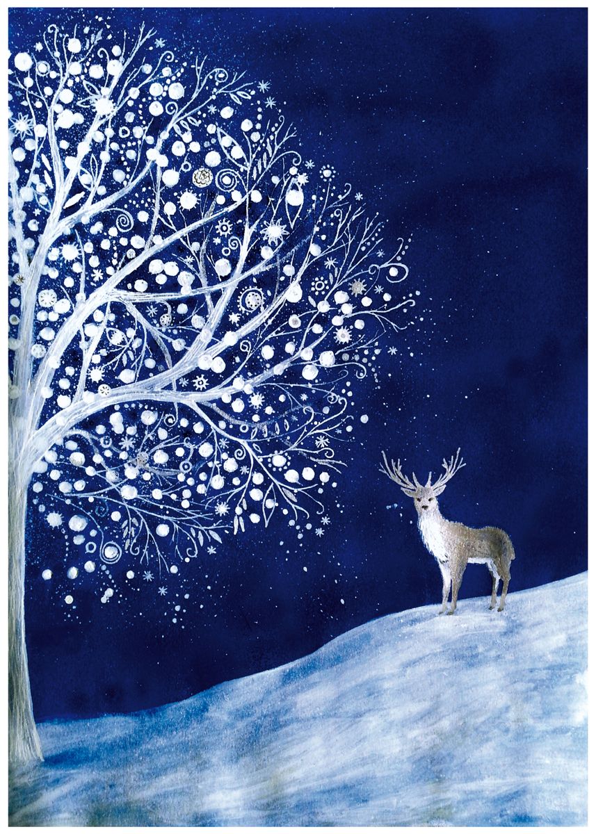 'Winter stag' Poster, picture, metal print, paint by Alpino Cat | Displate
