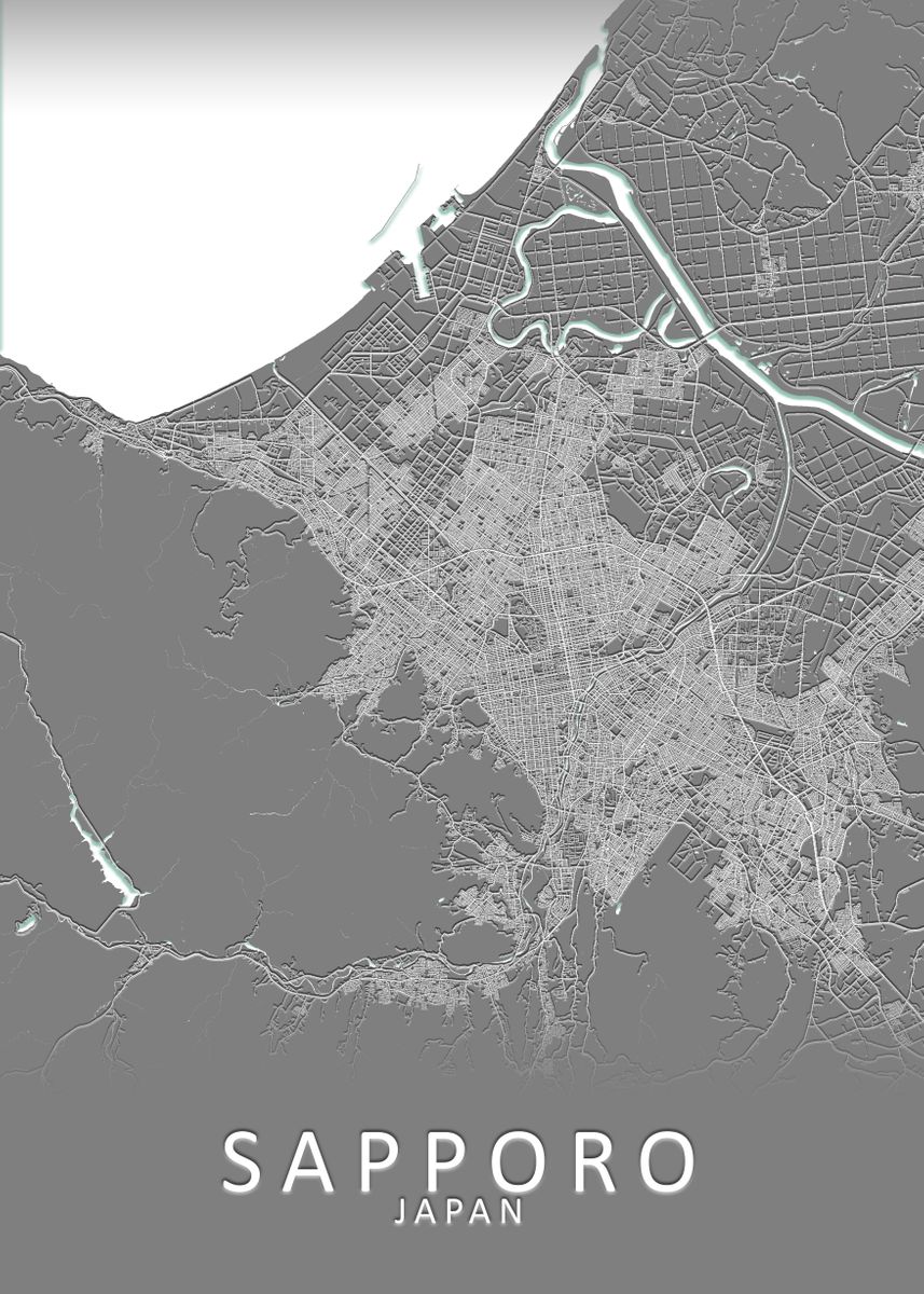'Sapporo Japan City Map' Poster by City Map Art Prints | Displate