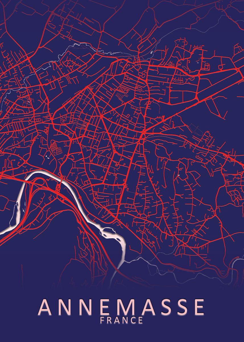 'Annemasse France City Map' Poster, picture, metal print, paint by City ...