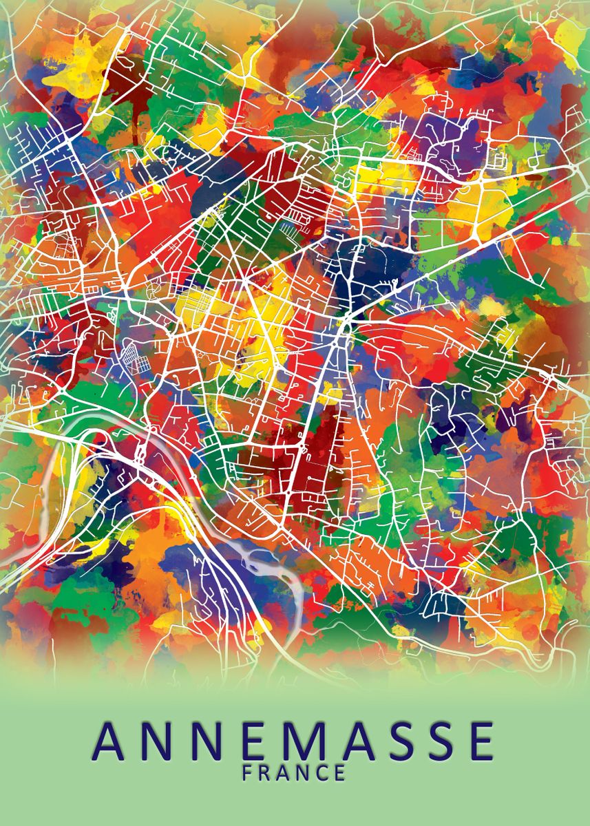 'Annemasse France City Map' Poster, picture, metal print, paint by City ...