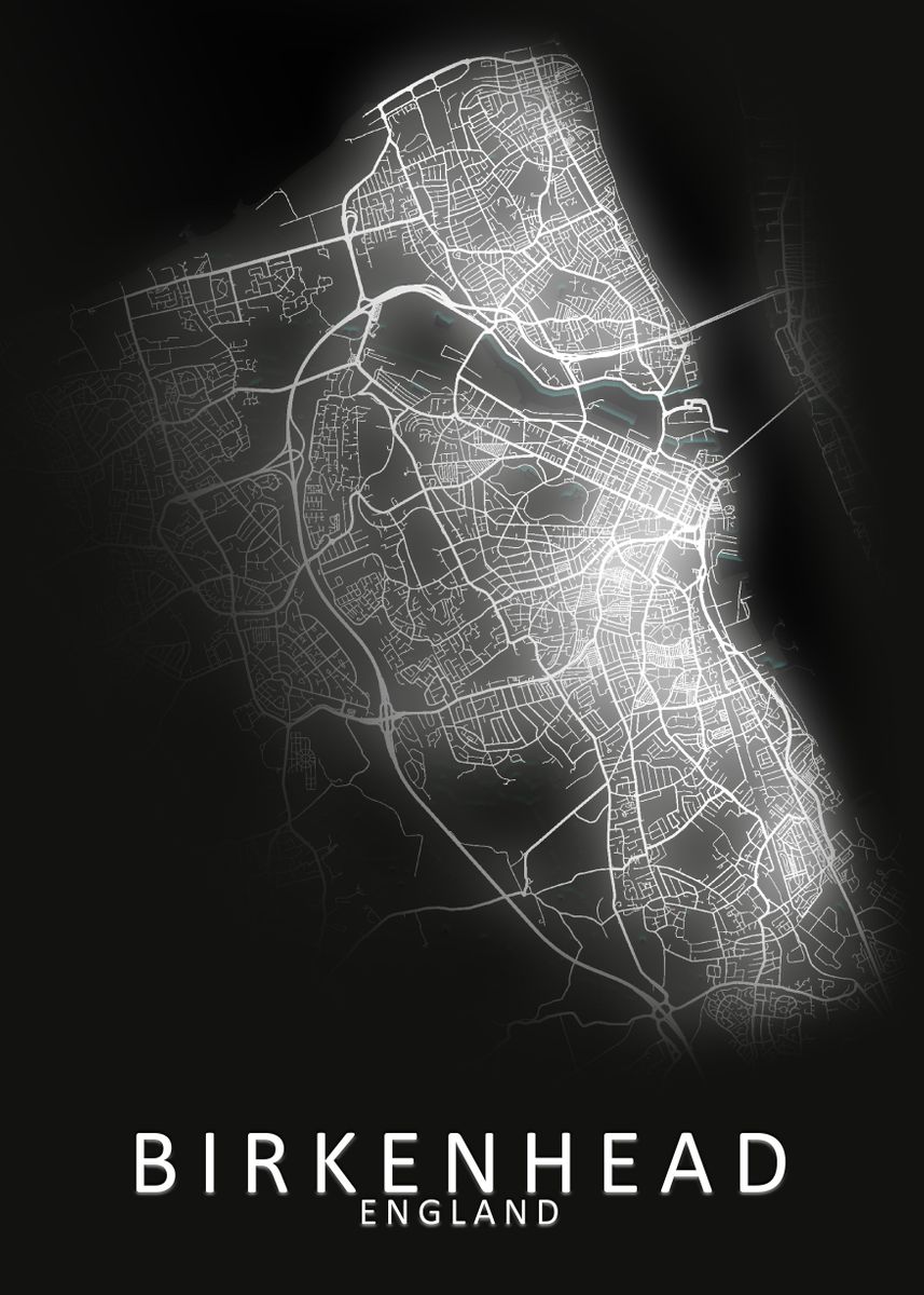 'Birkenhead England Map' Poster, picture, metal print, paint by City ...